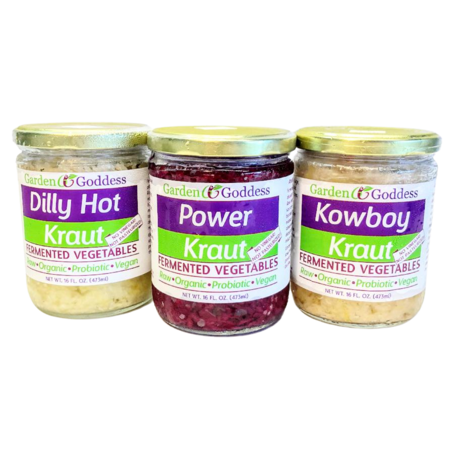 Sauerkraut Trio: Fresh Organic, Fermented 3 Krauts, Mix & Match 16oz J ...